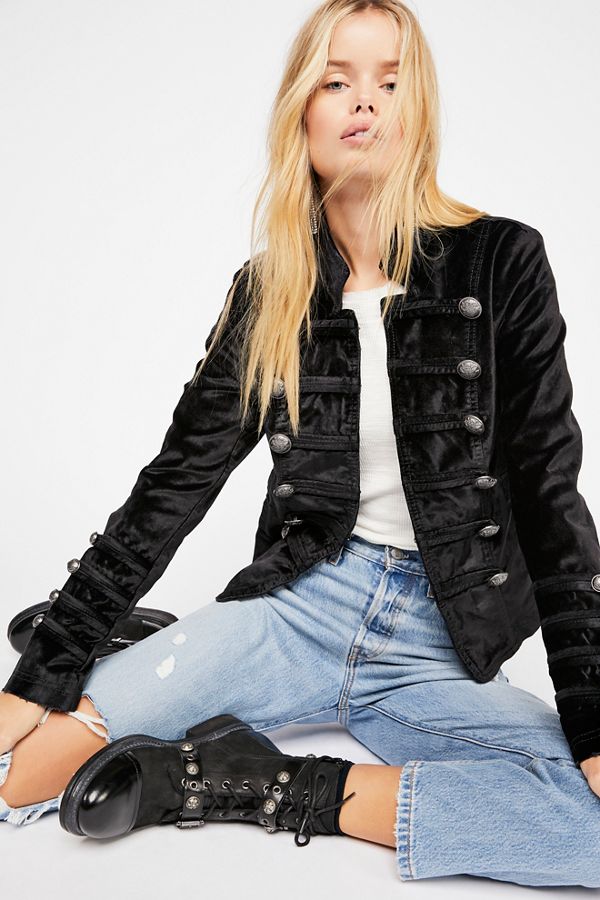 Fitted Velvet Military Jacket | Free People UK